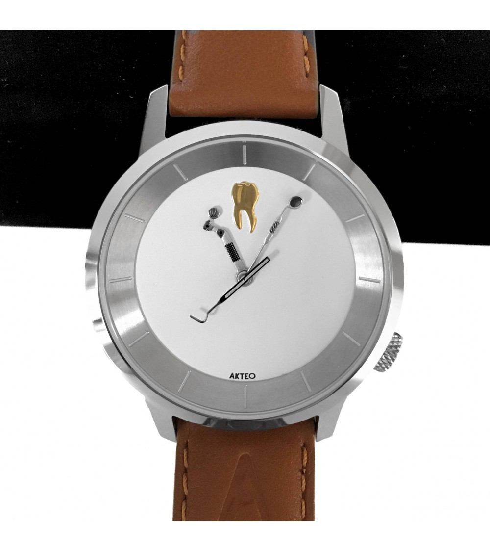 Montre AKTEO Dentiste 38 Blanc-Acier brillant