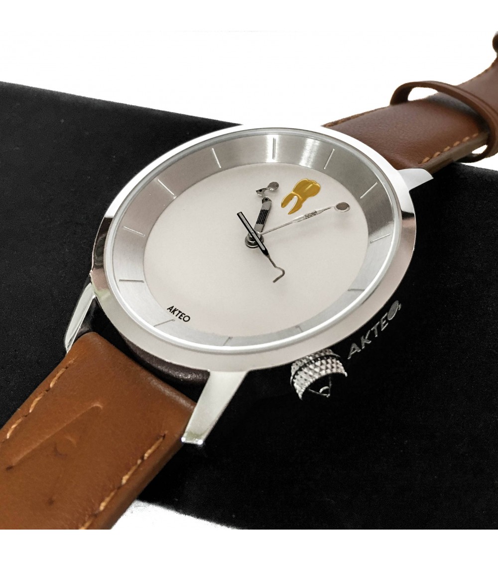 Montre AKTEO Dentiste 38 Blanc-Acier brillant